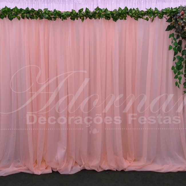 Aluguel de Painel de Cortinas Pêssego Rosê Para Festas e Eventos Gold